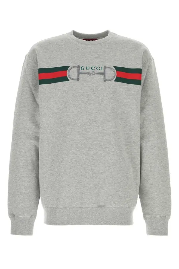 Gucci Grey Cotton Sweatshirt With Logo Detail - Gray