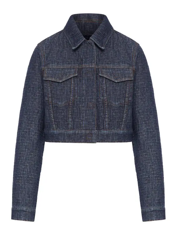 Fendi Ff Motif Quilted Denim Jacket - Blue