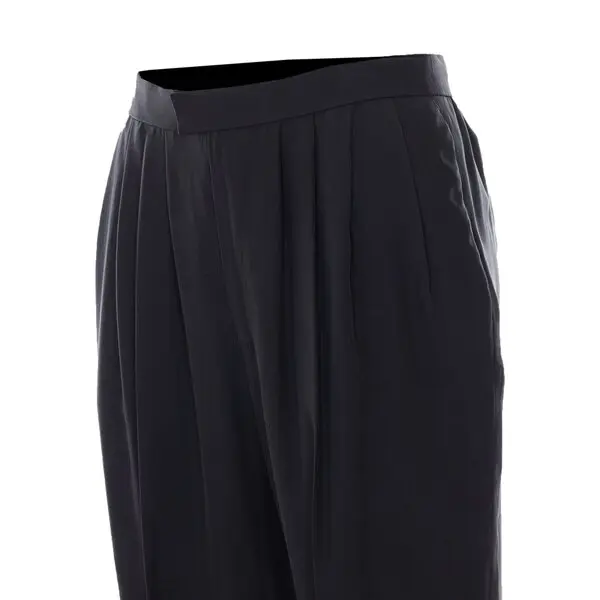 Saint Laurent Habutai Silk Pleated Front High-waist Straight-leg Pants