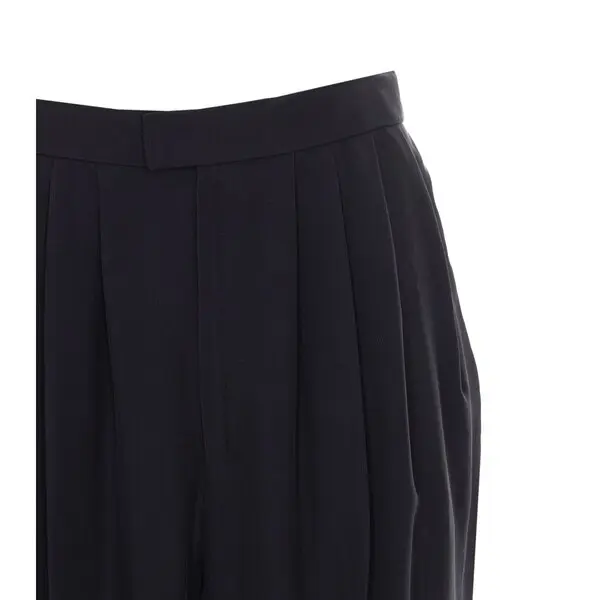 Saint Laurent Habutai Silk Pleated Front High-waist Straight-leg Pants
