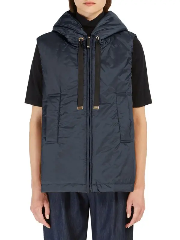 Max Mara Padded Vest With Hood In Waterproof Canvas - Multicolor