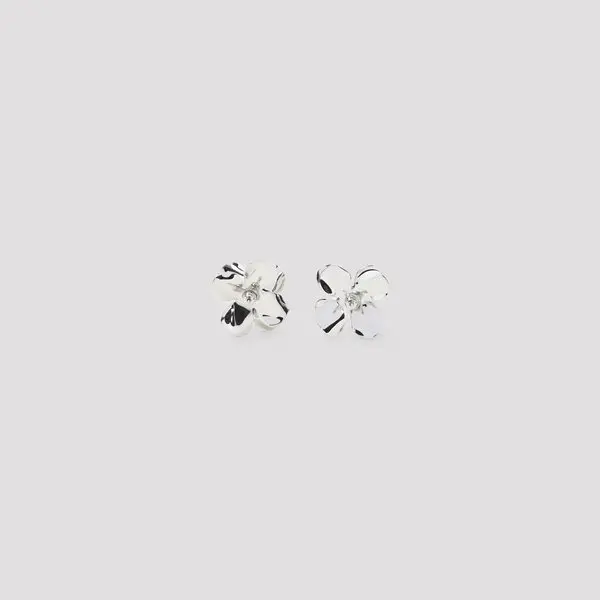 Marni Flower Earrings With Rhinestone Accent