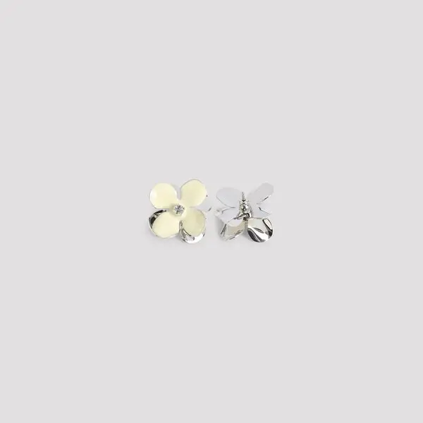Marni Flower Earrings With Rhinestone Accent