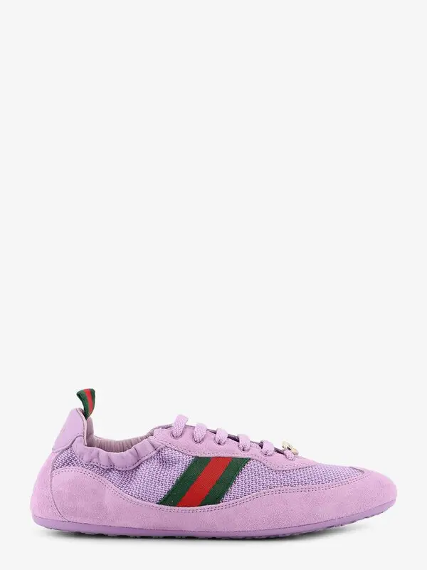 Gucci Mesh And Suede Sneakers With Web Detail - Gray