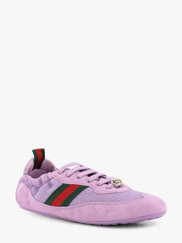 Gucci Mesh And Suede Sneakers With Web Detail - Gray