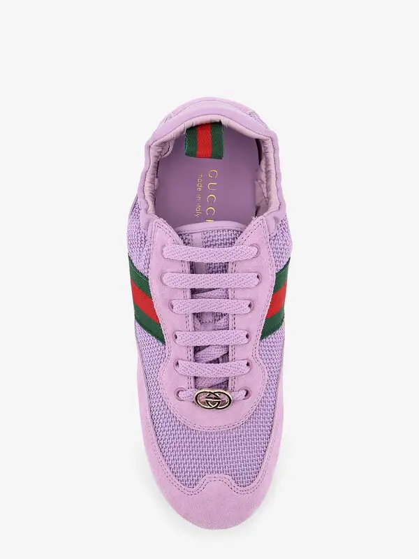 Gucci Mesh And Suede Sneakers With Web Detail - Gray