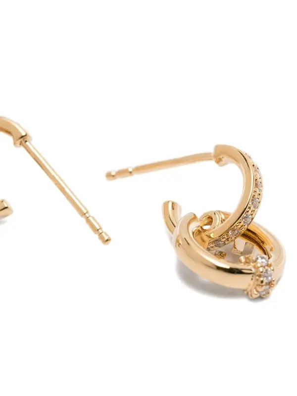 Fendi Gold Tone Logo Detail Hoop Earrings - Multicolor