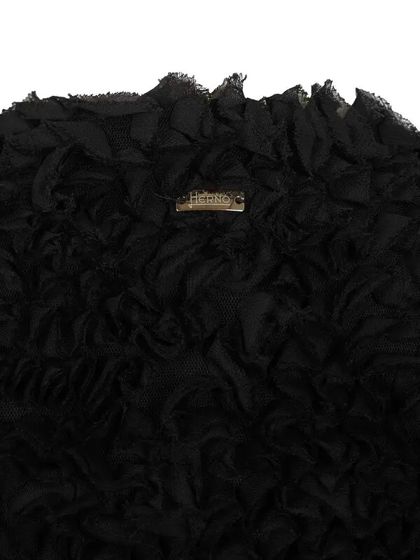 Herno Georgette Jacket With Ruffle Appliqu