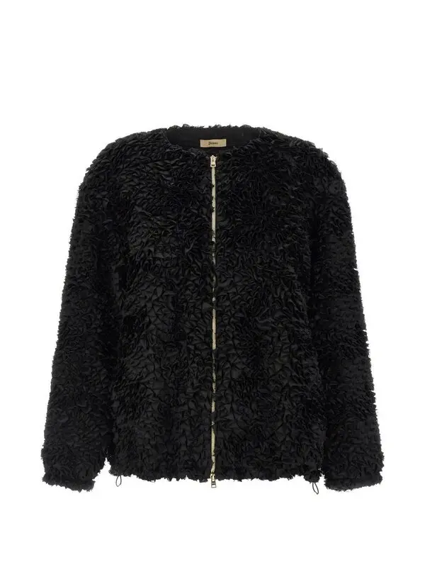 Herno Georgette Jacket With Ruffle Appliqu