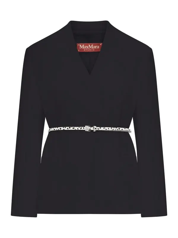 Max Mara Double-breasted Belted Cady Jacket - Black