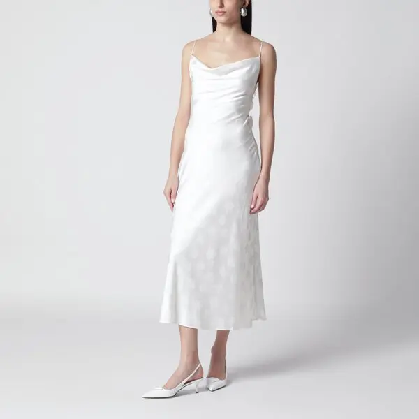 ROTATE BY BIRGER CHRISTENSEN Damask Midi Dress With Floral Appliques - White