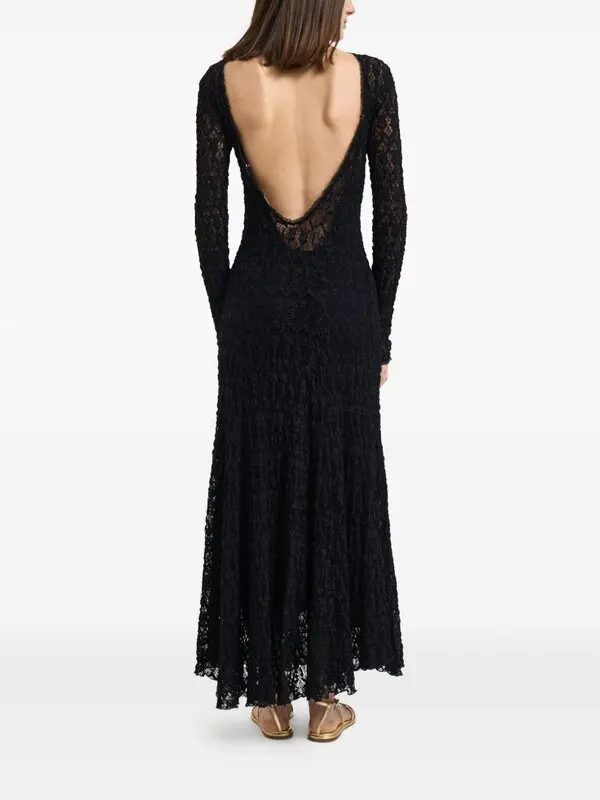 FORTE_FORTE Lace Long Sleeve Open Back Maxi Dress - Multicolor