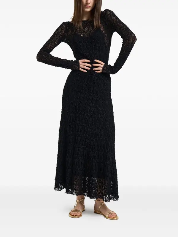 FORTE_FORTE Lace Long Sleeve Open Back Maxi Dress - Multicolor