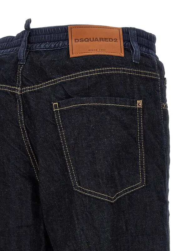 Dsquared2 Crinkled Effect Straight Leg Jeans - Blue