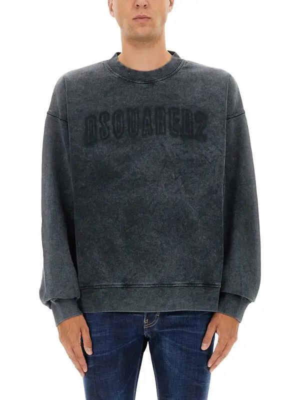 Dsquared2 Crewneck Sweatshirt With Embossed Logo - Gray