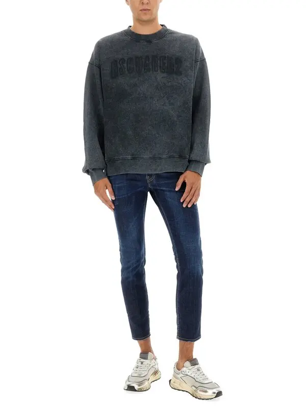 Dsquared2 Crewneck Sweatshirt With Embossed Logo - Gray
