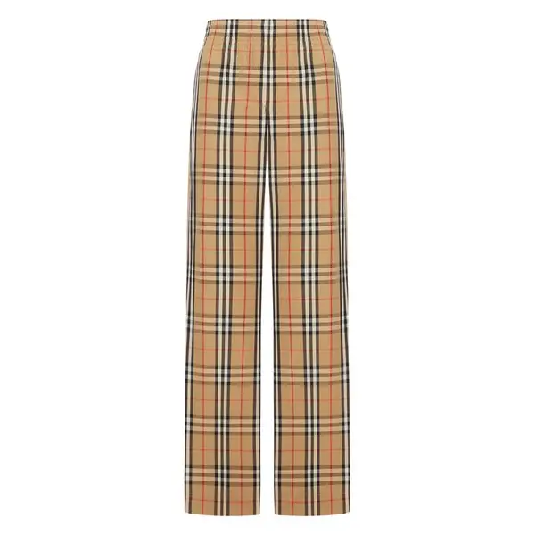 Burberry Archive Beige Check Pattern Straight Trousers
