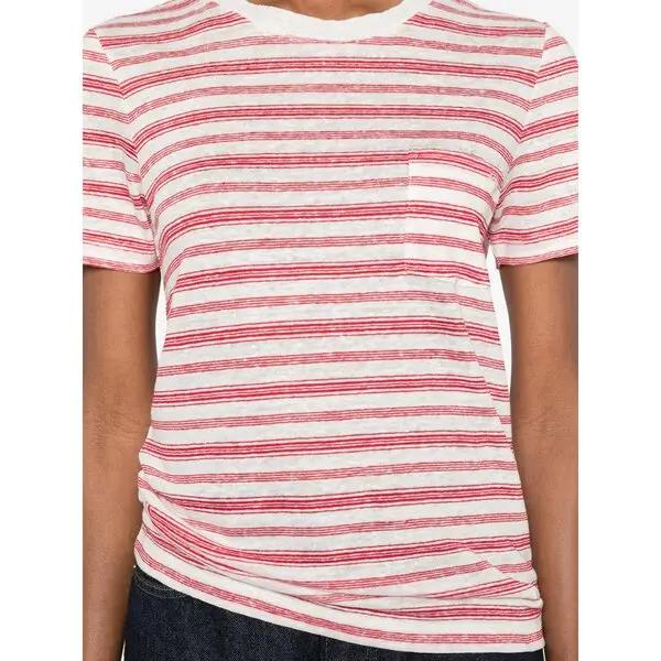 A.p.c. Striped Linen T-shirt With Chest Pocket