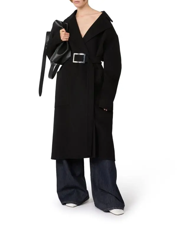 Sportmax Wool Robe Coat - Black