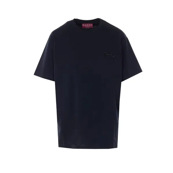 Gucci Embroidered Logo Cotton T-shirt - Black