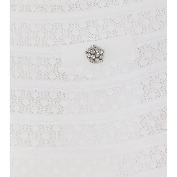 SELF-PORTRAIT Pointelle Knit Mini Skirt With Jewel Buttons