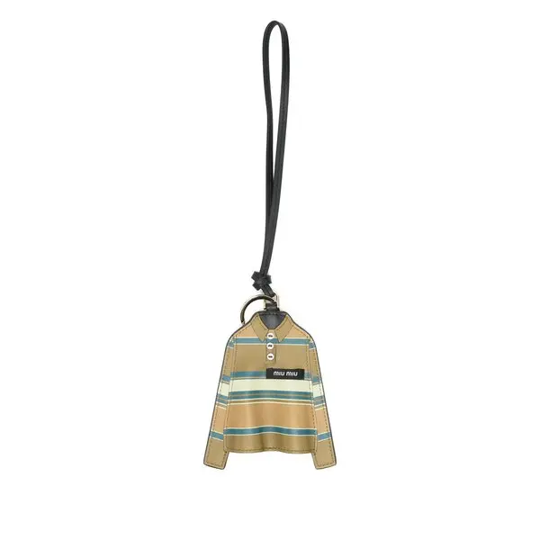 Miu Miu Leather Keychain With Mirror - Brown