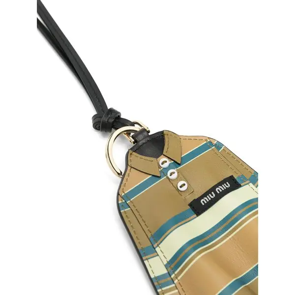 Miu Miu Leather Keychain With Mirror - Brown