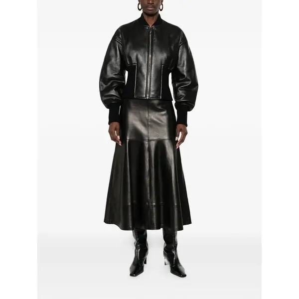 Alaïa Leather Jacket With Rib-knit Trims