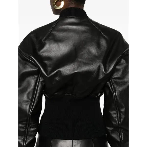 Alaïa Leather Jacket With Rib-knit Trims