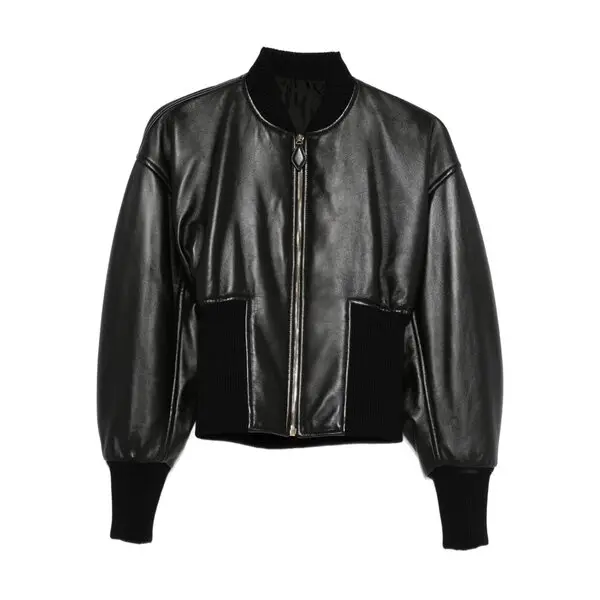 Alaïa Leather Jacket With Rib-knit Trims - Black