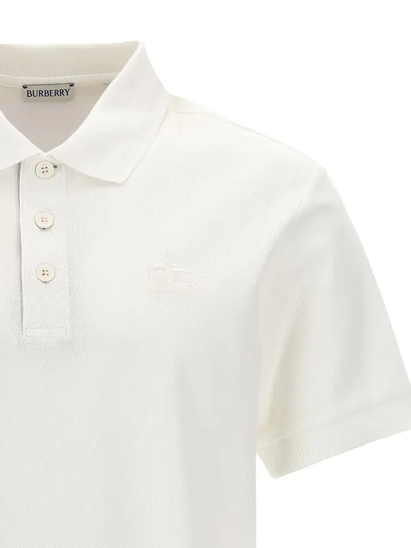 Burberry Logo Embroidery Polo Shirt - White