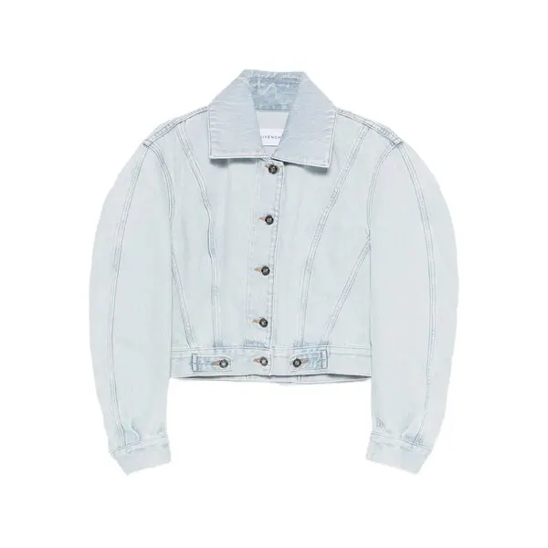 Givenchy Cropped Denim Jacket With Spread Collar - Blue