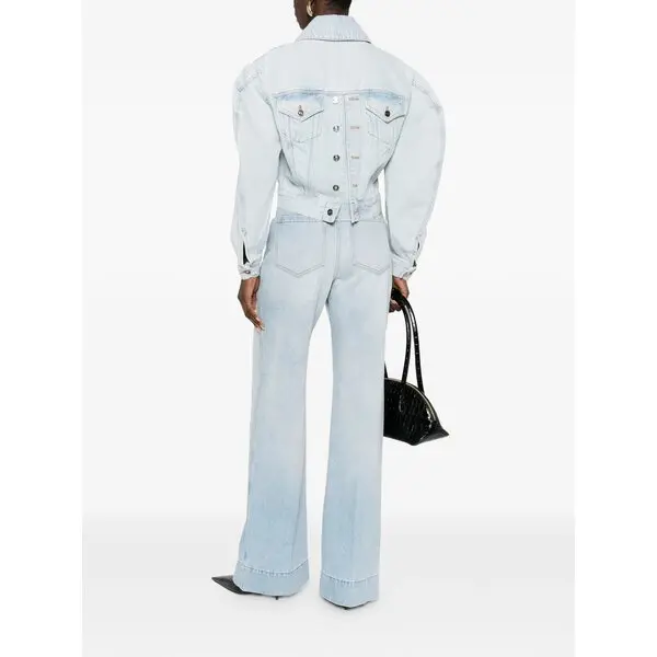 Givenchy Cropped Denim Jacket With Spread Collar - Blue