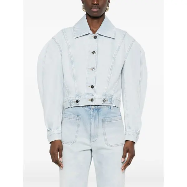 Givenchy Cropped Denim Jacket With Spread Collar - Blue