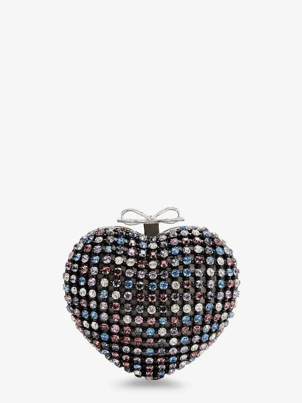 SELF-PORTRAIT Embellished Heart Clutch Bag - Multicolor