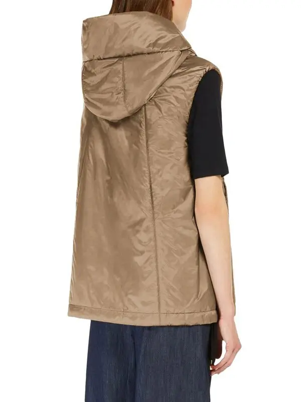 Max Mara Padded Vest With Hood In Waterproof Canvas - Multicolor