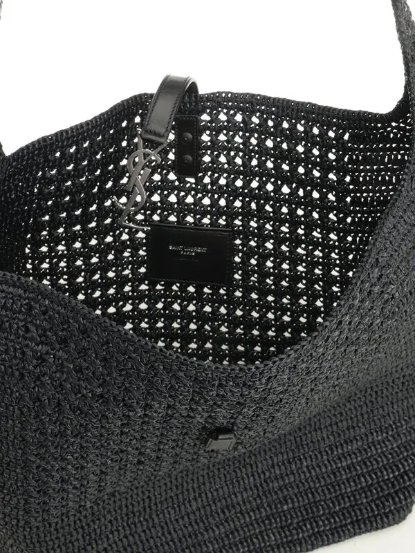 Saint Laurent Le 5 À 7" Crochet Raffia Tote Bag