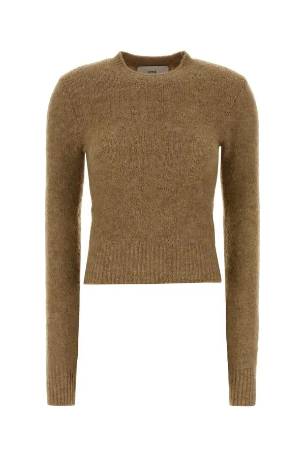 AMI Paris Camel Stretch Alpaca Blend Sweater - Brown