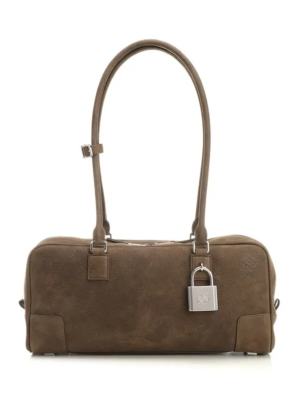 Loewe Amazona 31 Cropped Bag In Garnet Nubuck - Brown