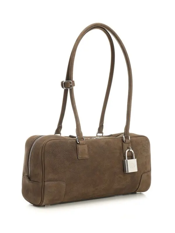Loewe Amazona 31 Cropped Bag In Garnet Nubuck - Brown