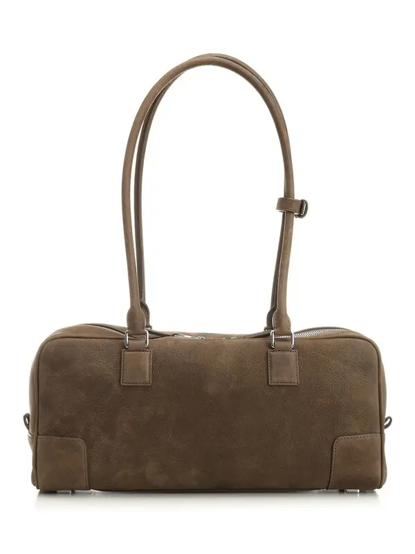 Loewe Amazona 31 Cropped Bag In Garnet Nubuck - Brown
