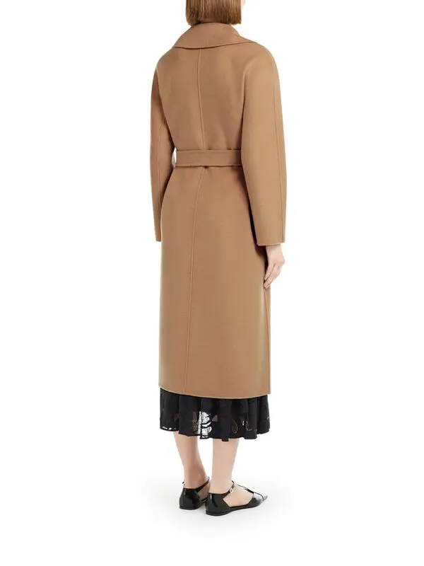 Max Mara Belted Midi Coat In Double-drap Wool, Cashmere, And Silk - Brown