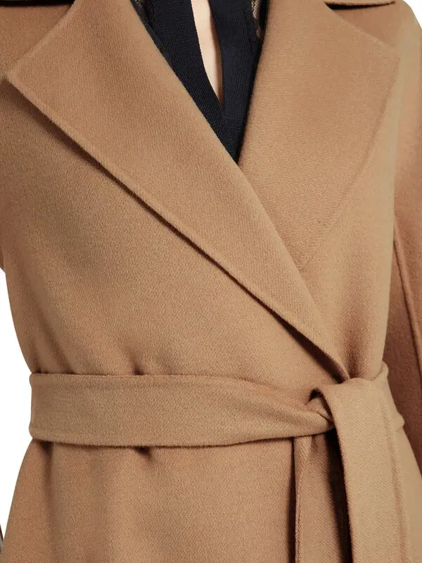 Max Mara Belted Midi Coat In Double-drap Wool, Cashmere, And Silk - Brown