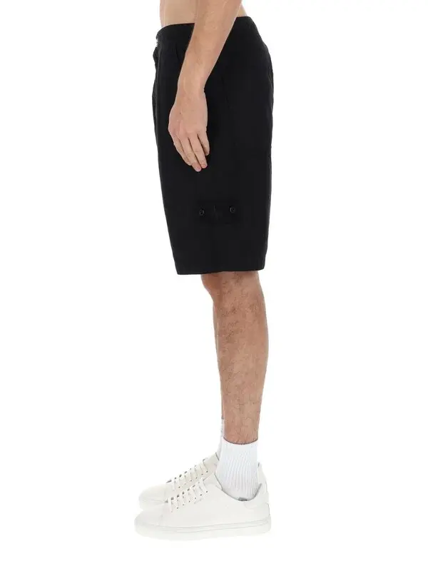 Stone Island Cotton Cargo Shorts With Logo Patch