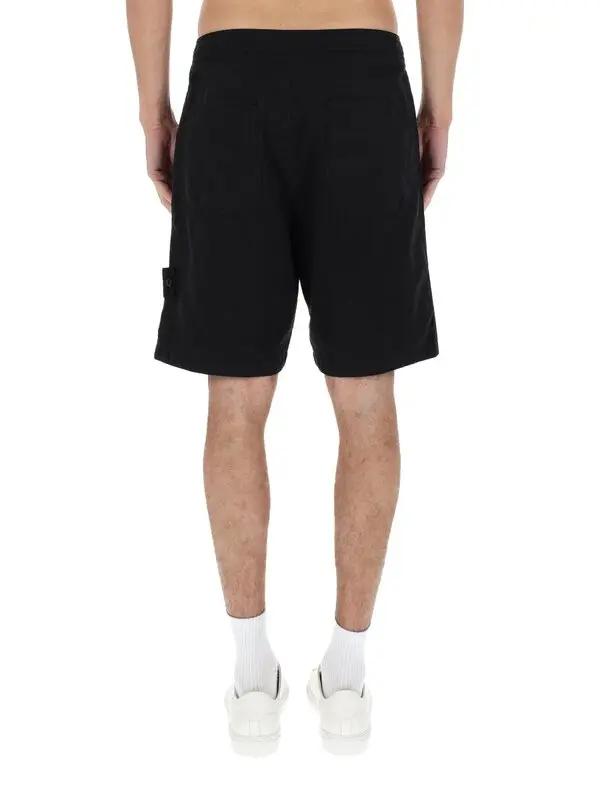 Stone Island Cotton Cargo Shorts With Logo Patch