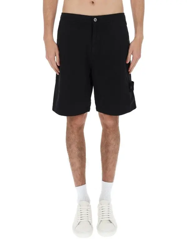 Stone Island Cotton Cargo Shorts With Logo Patch