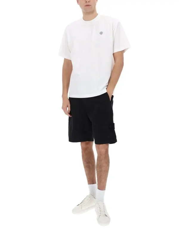 Stone Island Cotton Cargo Shorts With Logo Patch