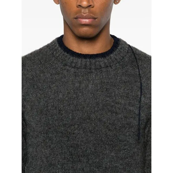Sacai Grey Double Layer Crew Neck Jumper