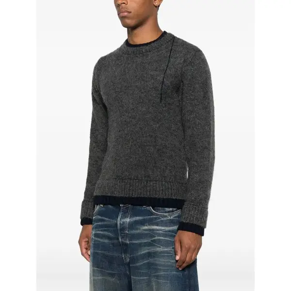 Sacai Grey Double Layer Crew Neck Jumper