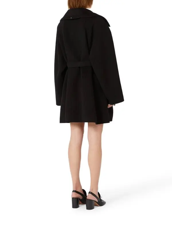 Sportmax Short Wool Coat With Belt Detail - Black